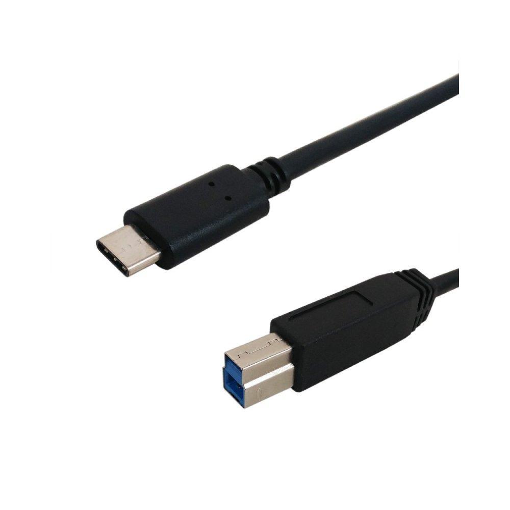 USB 3.1 Type-C Male to B Male Cable 10G 3A - Black - RTC-Electronics